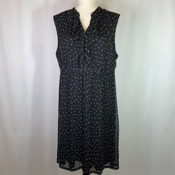 Merona | Dresses | Merona Polka Dot Dress Size Xl Black Grey Dots ...